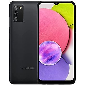 Sam sung Samsung Galaxy A03S 4G LTE (NOT 5G) (32GB+3GB) 6.5'' HD+ Triple Camera 5000mAh Battery, Dual Sim GSM Global Volte VERIZON/Boost) International Model + (Fast Car Charger Bundle) (Black)