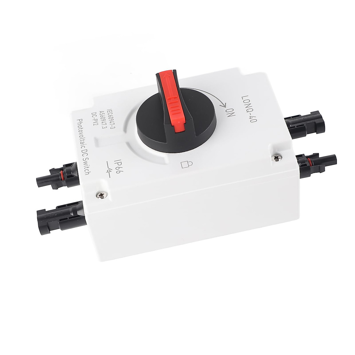 Photovoltaic DC Isolator Solar Switch IEC60947 3 Waterproof IP66 Insulated Switch for Solar Powered RV Boats Solar Power Systems 1200V DC 32A 4P (Fuse Proctive)