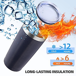 Volhoply 20oz Stainless Steel Tumbler with Lid and Straw,Double Wall Insulated Travel Iced Coffee Mug Fits Car Cup holder,Powder Coated Cups for Hot and Cold Drinks,Gifts for Women Men（Navy,1 Set）