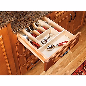 Cut-To-Size Insert Wood Cutlery Organizer for Drawers - 4WCT-1 - 14-5/8"W x 22"D x 2-7/8"H - Natural