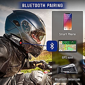 MECHAZER Motorcycle Bluetooth 5.0 Headset with Music Playing, Helmet Bluetooth Intercom with Noise Cancellation/FM Radio, 3-Ways Communication Within 1400m for Snowmobile 2Sets