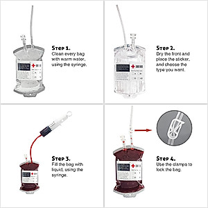 UNIIDECO Halloween Fake Blood Bags Syringe for Drinks, Nursing Themed Party Empty Prop iv Bag Decorations Favors Pack, Nurse Graduation Parties Drink Pouches Decor, Reusable Vampire Drinking Supplies