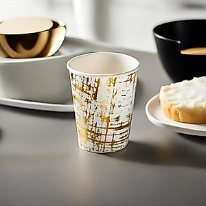 SILVER SPOONS (18 - Pack 9 Oz.) Elegant Disposable Coffee Cups - Drinking Hot Cups For Coffee, Tea, Hot Chocolate & All Sort Of Beverages, Paper Coffee Cups, Gold