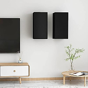 WIFESE Wall Cabinet 2 pcs 12"x11.8"x23.6" Laundry Room Storage Cabinets Tv Wall Shelf Floating Table for Wall Small Wall Cabinets for Storage with Doors Floating Desk for Wall Black