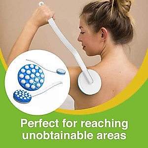 BodyHealt Lotion Applicator and Massager – Handheld Self Lotion Applicator for Back, Foot Lotion, Shower Gel, Tanning, Skin Cream & Sunscreen Lotion. Long Shower Bath Brush, Easily Roll-On Dispenser