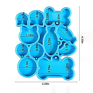 11 Cavities Silicone Dog Bone Shaped Tag Mold Cat Tag Fish Mold Keychain Pendant Clay Mold Pet Dog Tag Resin Molds Circle Round Pendant Epoxy Casting Mould for DIY Homemade Crafts Making