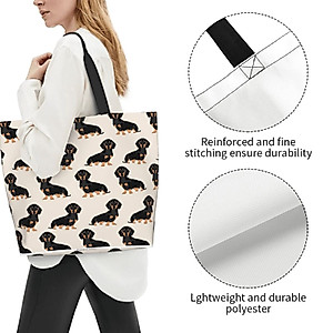 Wiener Dog Fabric Doxie Dachshund Weiner Dog Pet Dogs Waterproof Tote Bag Women Large Capacity Shoulder Grocery Shopping Bags