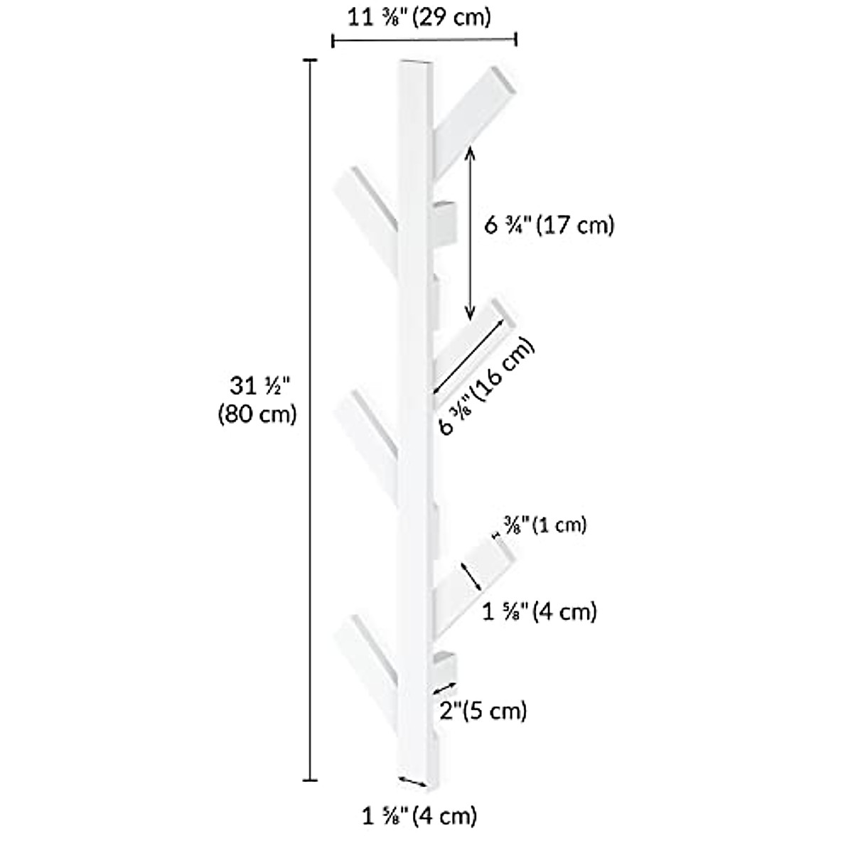 Ballucci Tree Coat Rack Wall Mounted, Wood Tree Branch Coat Hooks for Hats, Caps, Scarves, Umbrellas, Towels, Jewelry - White