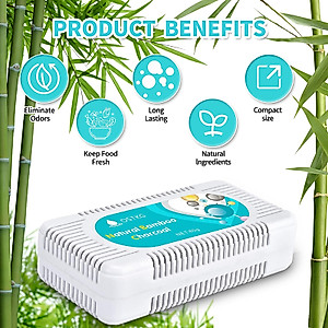 KJOSTW Fridge Deodorizer (2 Pack) - More Effective Than baking soda for fridge and freezer - Natural and Unscented Activated Charcoal Refrigerator Deodorizer - Fridge Odor Eliminator for Freezers