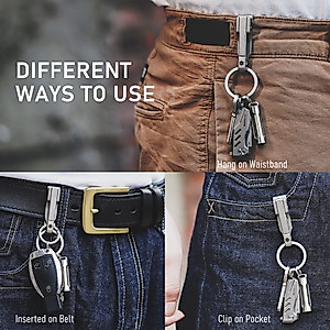 KeyUnity EDC Belt Keychain Clip Quick Release, Stainless Steel Duty Belt Key Ring Holder for Pants, Jeans, Trousers (Silver)