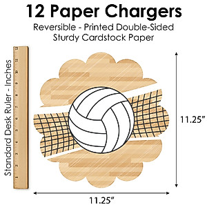 Big Dot of Happiness Bump, Set, Spike - Volleyball - Baby Shower or Birthday Party Round Table Decorations - Paper Chargers - Place Setting For 12