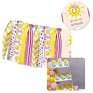 Sunshine Baby Shower Decorations Handmade You are My Sunshine Banner, Sunshine ONE Fabric Ribbon High Chair Banner- 1st Birthday Girls First Birthday Supplies (Sunshine Baby One Set)