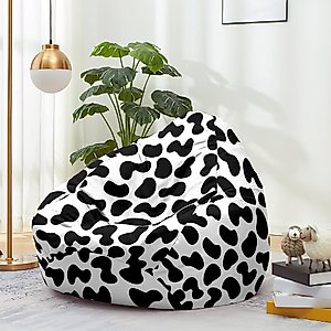Lukery Bean Bag Chair for Adults (No Filler), Cow Print Bean Bag Cover, Stuffed Animal Storage Bean Bag Chairs for Kids, 3D Comfy Bean Bags Cotton Beanbag Lazy Sofa (S/27.6x31.5'',Cow Pattern 2)