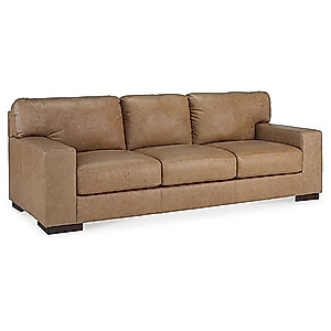 Signature Design by Ashley Lombardia Contemporary Leather Match Sofa, Light Brown