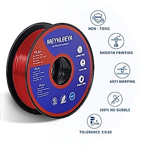 MEYHLEEYA PLA 3D Printer Filament, Neatly Wound PLA Filament 1.75mm Dimensional Accuracy +/- 0.02mm, Fit Most FDM 3D Printers, Good Vacuum Packaging Consumables, 1kg Spool (2.2lbs), 330 Meters,RED