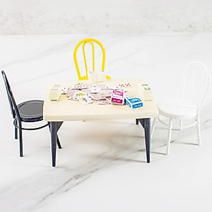 Hiawbon 2 Pcs Miniature Yellow Dinning Chair 1:12 Scale Mini Metal Chairs for DIY Dollhouse Kitchen Furniture Decoration