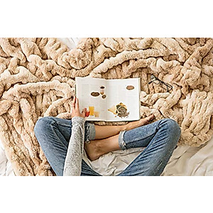Chanasya Ruched Luxurious Soft Faux Fur Throw Blanket - Fuzzy Plush and Elegant with Reversible Mink Blanket for Sofa Chair Couch Living Room Birthday Gift and Home Decor (50x65 Inches) Beige