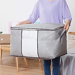 ccbye 6pcs Premium 90L Large Storage Bags, Clothes Storage Bins, Foldable Closet Organizer Storage Containers With Durable Handles, Thick Fabric For Clothing, Blanket, Comforters, Bed Sheets