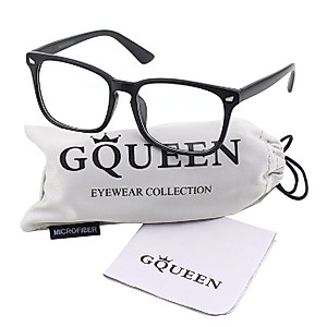 GQUEEN Fashion Glasses Non Prescription Fake Glasses for Women Men Clear Lens Square Matte Black, 201582