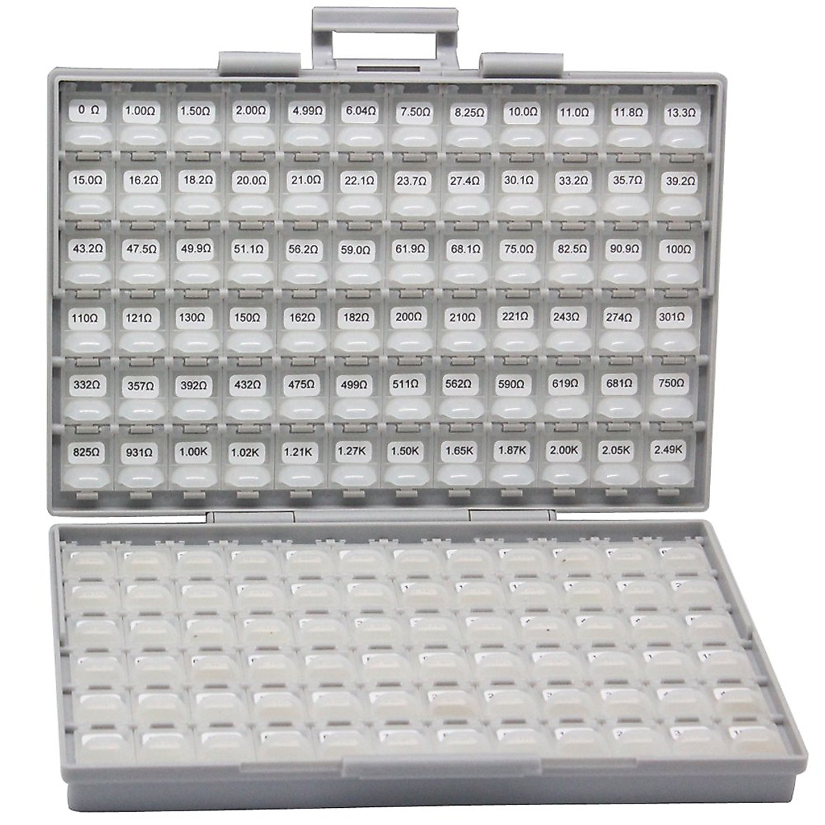 AideTek 0402 Size Surface Mount Resistor 144 Values, 100pc/value 1% Sample Resistor Kit Distributed in Box-All Enclosure E96 Serial 0ohm to 1mohm Designer Kit