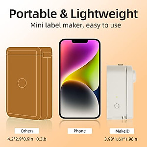 Makeid Label Maker Machine with Tape(0.63''x13.1'), Portable Bluetooth Label Makers for Storage, Office, Home, School, Wireless Label Printer with Multiple Templates USB-C Rechargeable