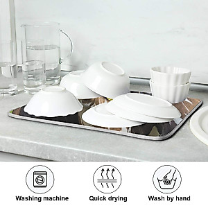 Kitchen Dish Drying Mat Farm Animal Cow Cattle Absorbent Washable Dish Drying Pad Drainer Rack Mat Heat Resistant Counter Protector for Glass Plate Cup Pan 18x24in