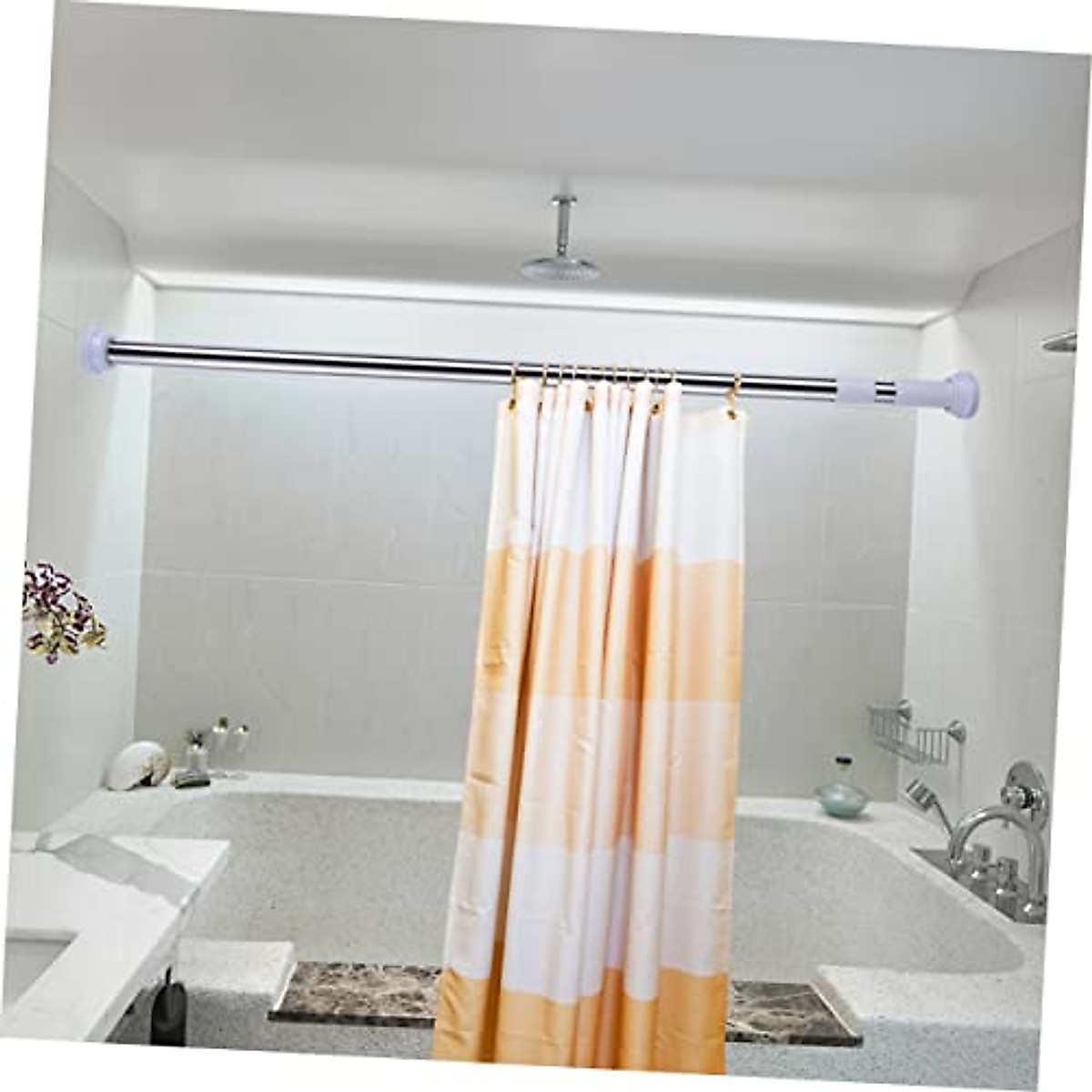 Garneck 2pcs Spring Tension Rod Retractable Tension Rod Stainless Steel Curtain Rod Coat Hanger Pole Wall Curtain Rod Retractable Clothes Line Curtain Rod Brackets Clothing Hanging Rod