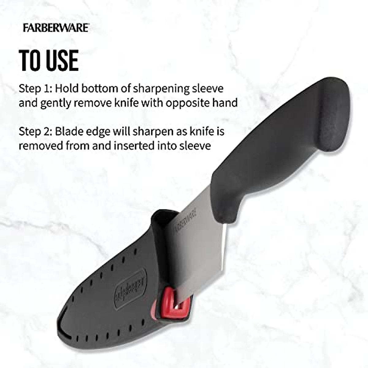 Farberware Edgekeeper 6-Inch Chef Knife with Self-Sharpening Blade Cover, High Carbon-Stainless Steel Kitchen Knife with Ergonomic Handle, Razor-Sharp Knife, Black