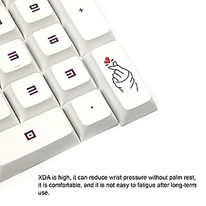 Yoidesu 118 Keys PBT Keycaps, Oil Resistant XDA Cartoon Keycap for General Mechanical Keyboard Gaming Keyboard Keycap with Shaft Puller(White)