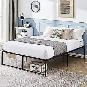 VECELO 16" Metal Platform Tall Bed Frame,Mattress Foundation/No Box Spring Needed/Heavy Duty Steel Slat Support (Full Size)