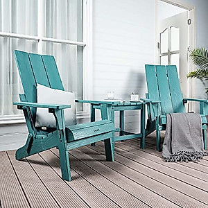 Cecarol Folding Adirondack Chair Wood Texture, Folding Chair Weather Resistant, Outdoor Patio Chair for Outside, Garden, Beach, Fire Pit Chair, Blue-AC02SF