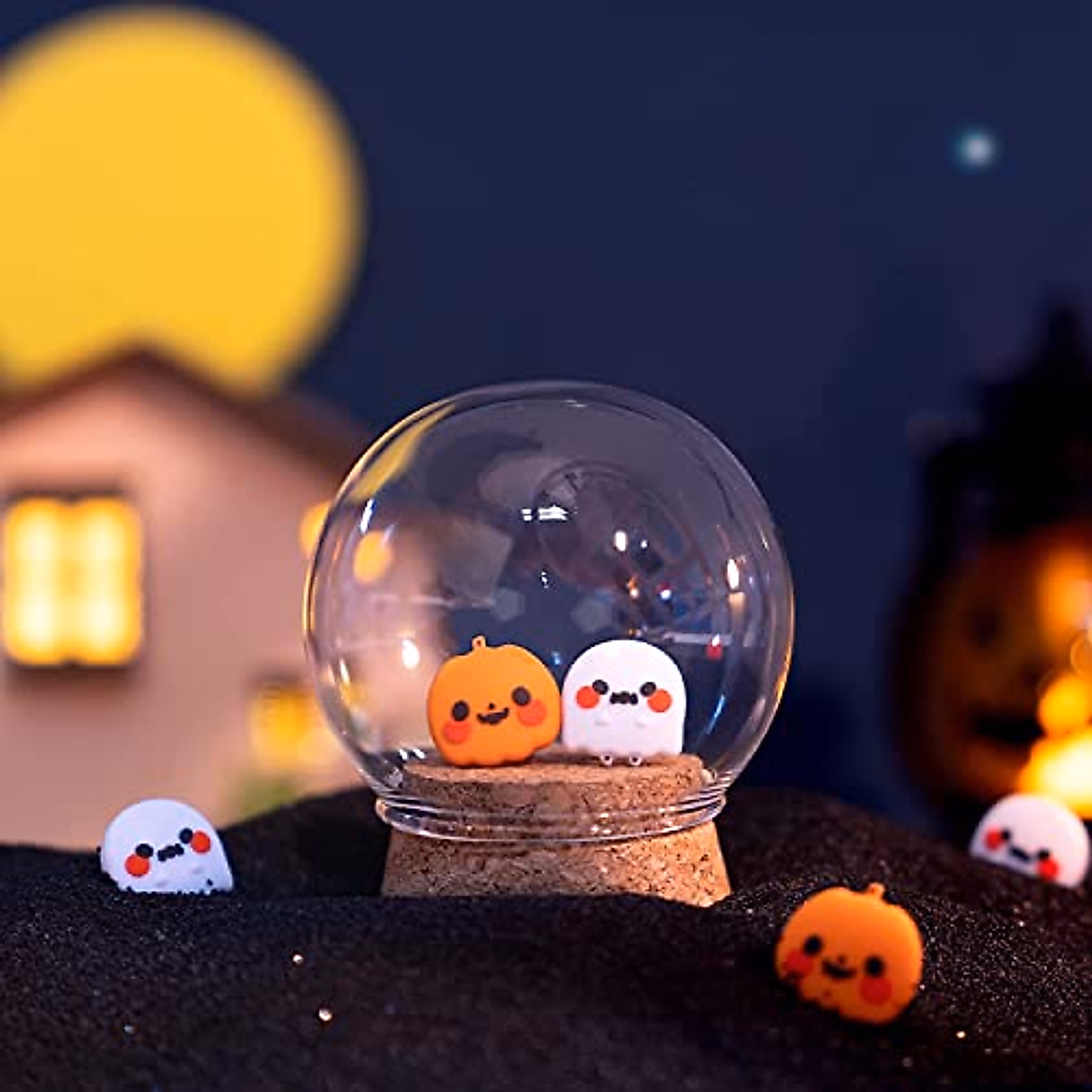 GeekShare Cute Silicone Halloween Joycon Thumb Grip Caps, Joystick Cover Compatible with Nintendo Switch/OLED/Switch Lite,4PCS - Pumpkin Ghost