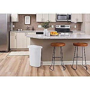 Rubbermaid 13.25 Gallon Rectangular Spring-Top Lid Kitchen Wastebasket Trash Can for Tall Trashbags, White (2 Pack)