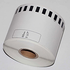 Brother Genuine DK-2205 5-Pack Black Print on White Continuous Length Paper Tape, 2.4" Wide x 100' Long (62mm x 30.4M)/per roll