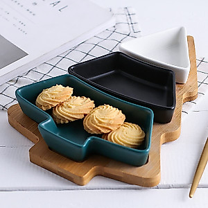 Homoyoyo Christmas Tree Porcelain Candy Serving Tray Household Fruit Plate Christmas Tree Shaped Plate Serving Dish Plate