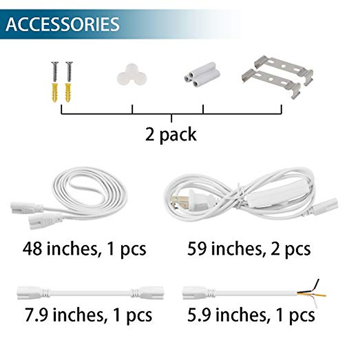 (Pack of 2) Barrina 4ft 45 Watt Extendable Utility LED Shop Light Workbench Light 6500K Super Bright White 4500lm 300W Equivalent Built-in ON/Off Switch Frosted Linear LED Light Bar