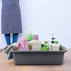 Gloreen 4 Packs Large Bus Tub Tote Box, 35 L, Gray Dish Pan Basin