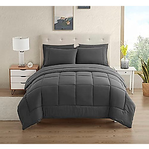 Dorm Room Essentials College Bedding Comforter Set 5 Piece Twin XL Size Bed in a Bag for College Students Boys and Girls, Twin XL, Gray