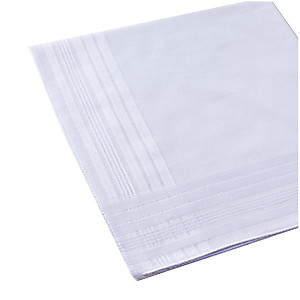 Ricosky Men's Pure White 100% Cotton Handkerchief