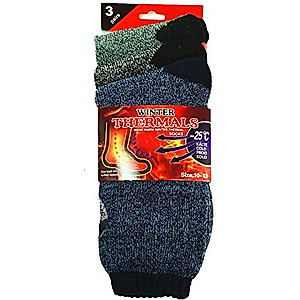 3 Pairs Winter Socks Super Warm Comfortable Heavy Duty Thermal Heated Sock Warming Foot Feet Boots Size 10-13 Polyester