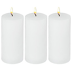3 Pack 3×6 Inch Pillar Candles, Unscented Column Candles for Home Restaurants Spa Church Weddings, Smokeless Dripless and Clean Burning Emergency Candle - White