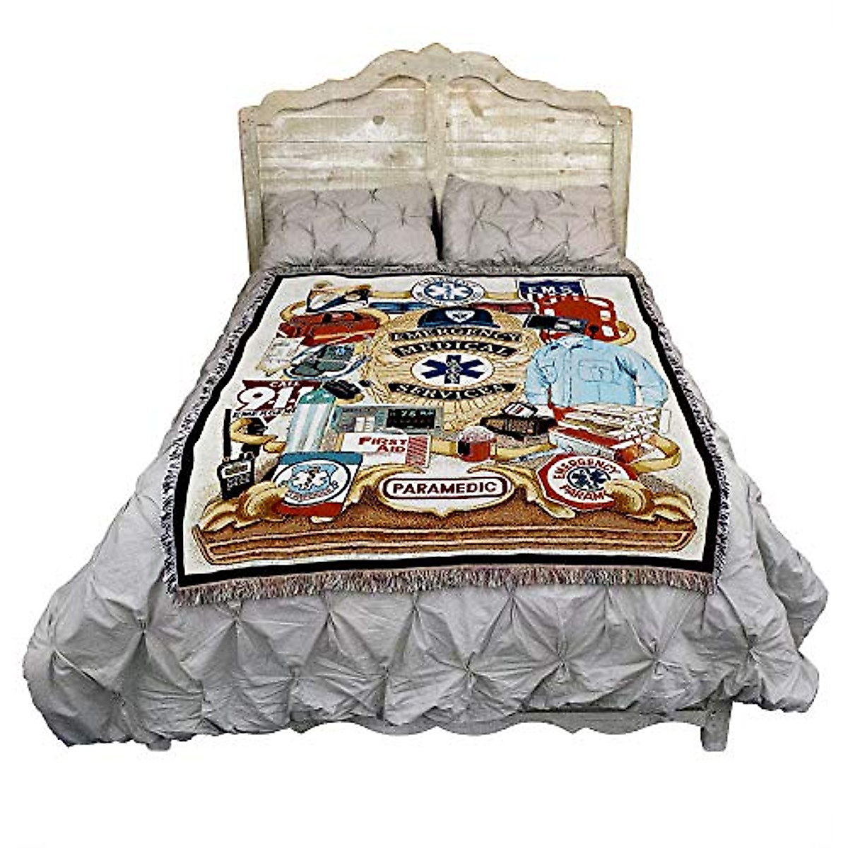 Pure Country Weavers EMS - First Responders Blanket - Gift Tapestry Throw Woven from Cotton - Made in The USA (72x54)