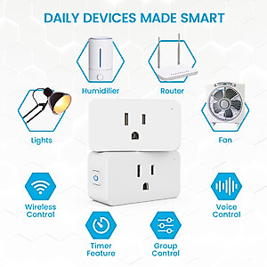 Vont Smart Plug [2 Pack] Alexa Smart Plugs, WiFi + Bluetooth, Google Assistant & IFTTT, Voice Command, Timer & Schedules, Control Anywhere, Vacation Mode, ETL & FCC Certified, No Hub Required