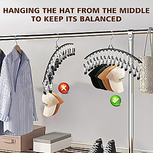 Hat Organizer for Baseball Caps - 2 Pack Metal Hat Hangers for Closet Storage w/15 Clips Holds 30 Hats - Hat Rack - Hat Holder for All Caps - Gifts for Men & Women