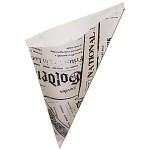 English Newspaper Paper Cones. Medium Size K-17, holds 8.5 oz. 21¢ per cone (100 Cones)