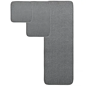 POLYTE Oversize, 60 x 30 in, Quick Dry Lint Free Microfiber Bath Towel Set, 6 Piece (Gray, Waffle Weave)