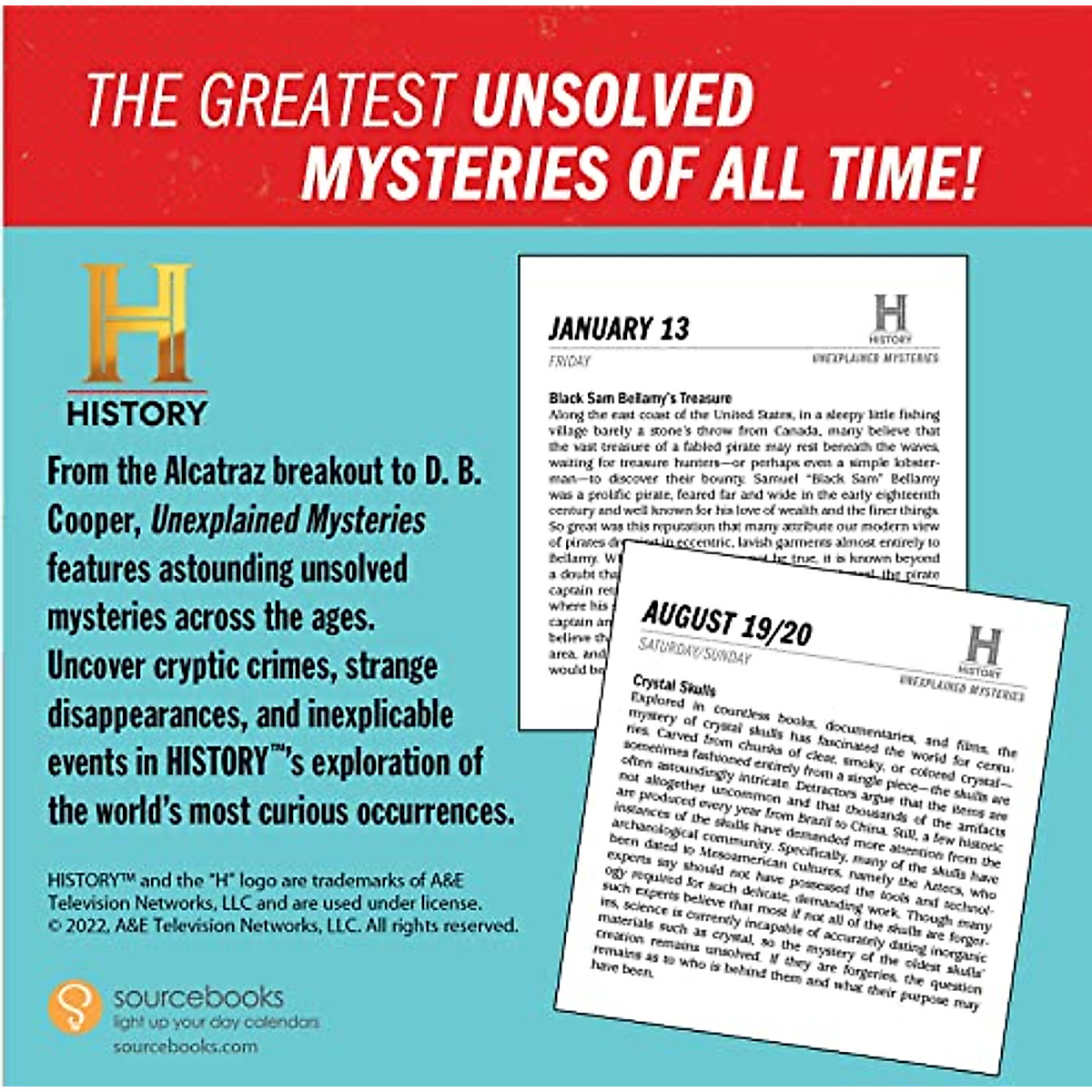 2023 History Channel Unexplained Mysteries Boxed Calendar: Inexplicable Events, Strange Disappearances, Baffling Phenomena (Daily Desk Gift for True Crime Fans)