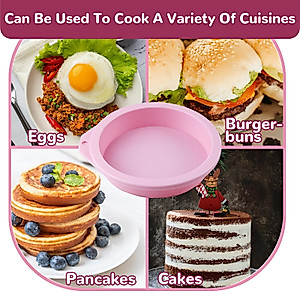 4 Pcs Air Fryer Egg Molds Round Silicone Molds Air Fryer Bites Egg Molds Non-Stick Air Fryer Accessories for Baking Muffin Top Pan 4 inch Mini Pancake Mold for Cake Muffin Top