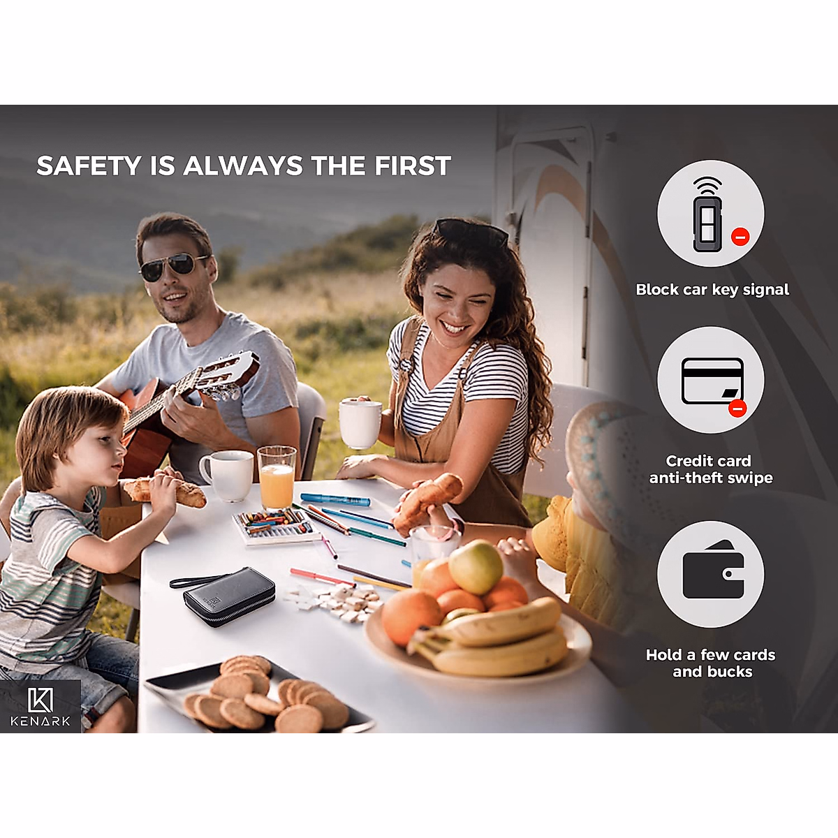 KENARK KK1-DB Portable Faraday Bag - Protect Vehicle Key from Signal Amplification & Cloning - Black, 1 Pouch, None, Cars, Trucks, Motorcycles