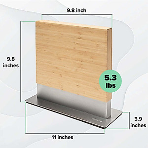 Coninx Double Sided Magnetic Knife Block - Magnetic Knife Holder - Knife Magnet - Bamboo Knife Holder - Knife Block without Knives - Magnetic Knife Stand (Bamboo Vertical)